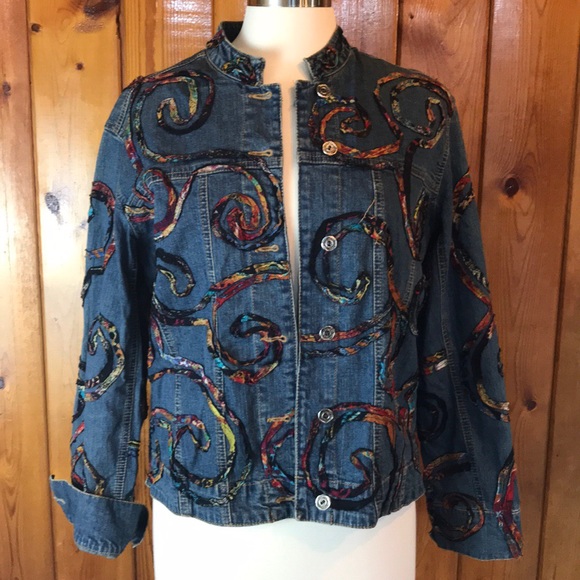Chico's | Jackets & Coats | Chicos Embellished Denim Jean Jacket | Poshmark